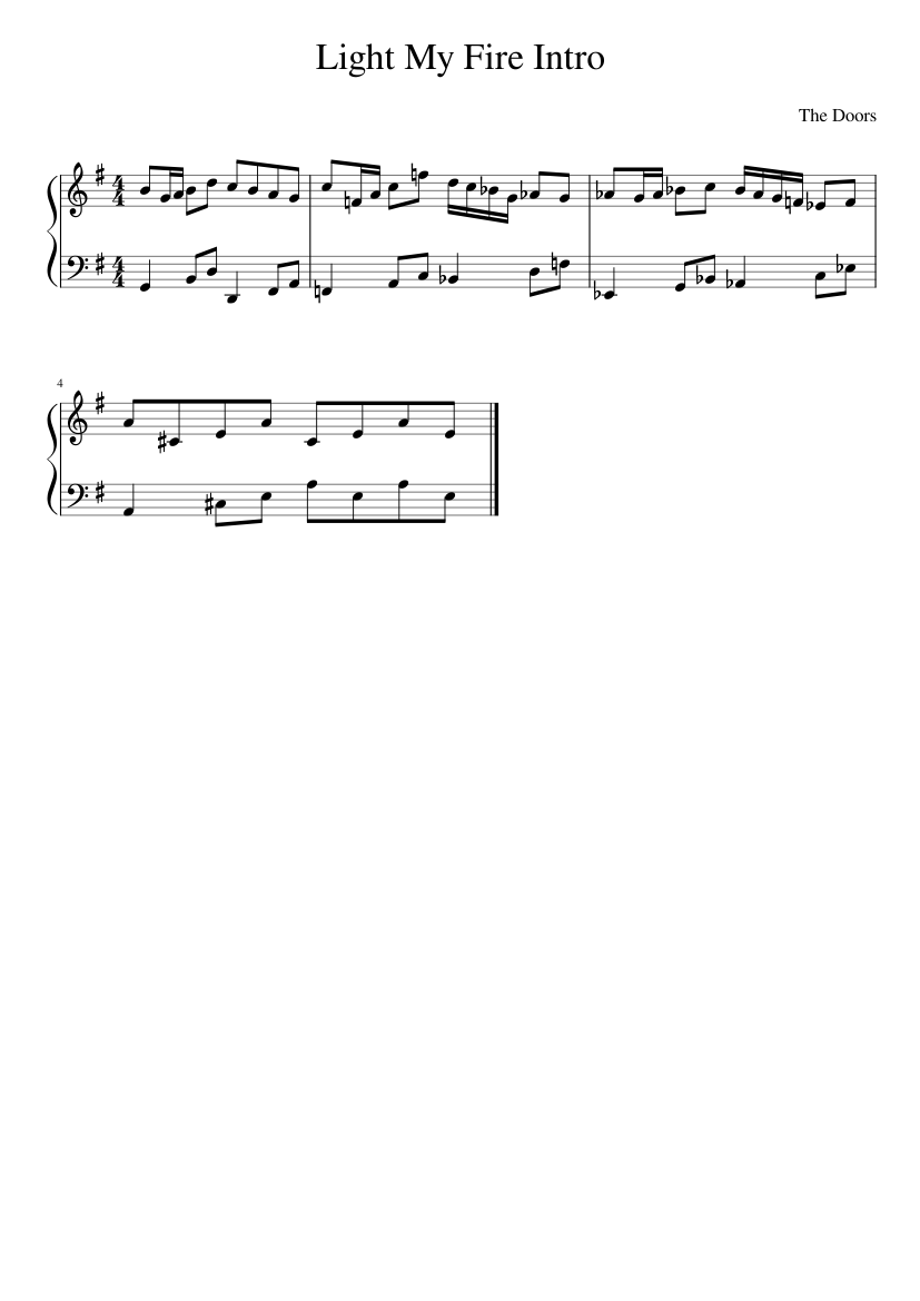 Light My Fire (Intro) - The Doors Sheet music for Piano (Solo) Easy ...