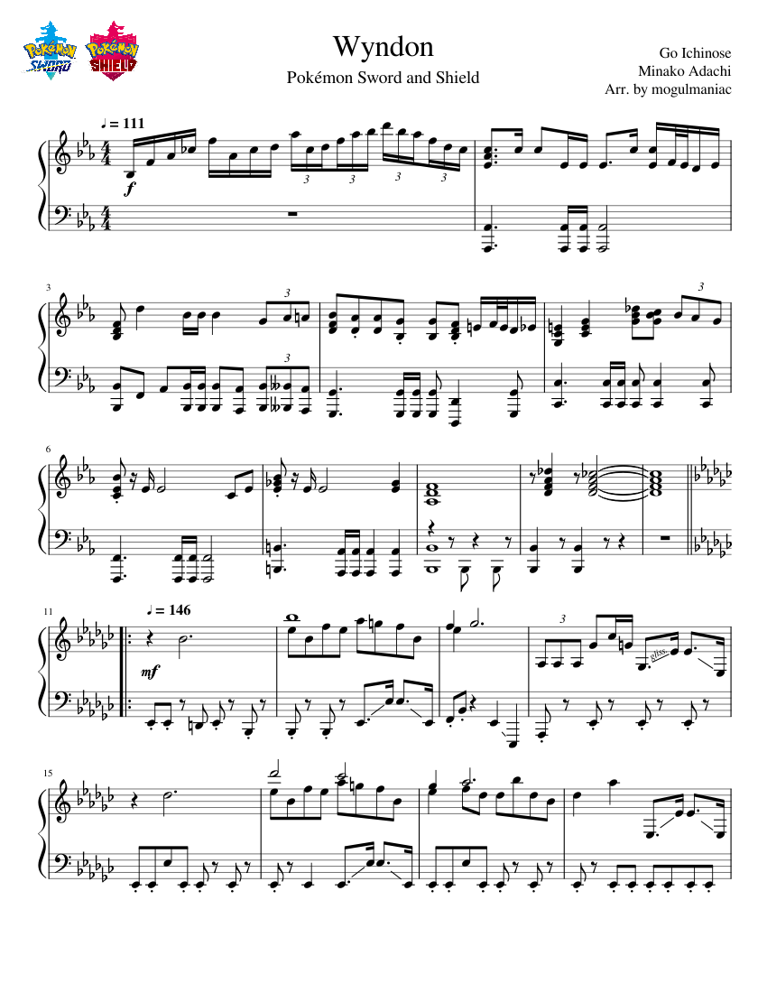 Wyndon - Pokémon Sword and Shield Sheet music for Piano (Solo ...