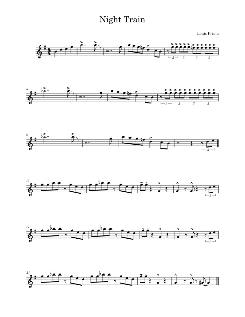 Night train – Jimmy Forrest Sheet music for Saxophone alto (Solo ...