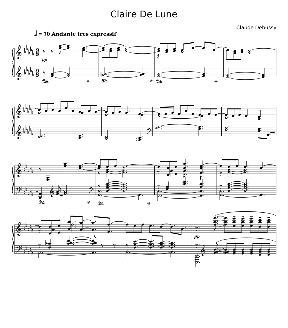 Claire De Lune - Claude Debussy Sheet music for Piano (Solo ...