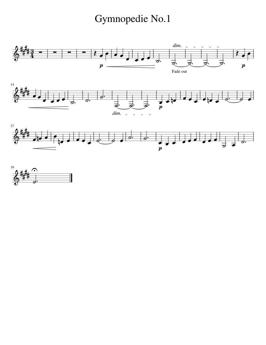 Gymnopedie No.1 Sheet music for Clarinet in b-flat (Solo) | Musescore.com