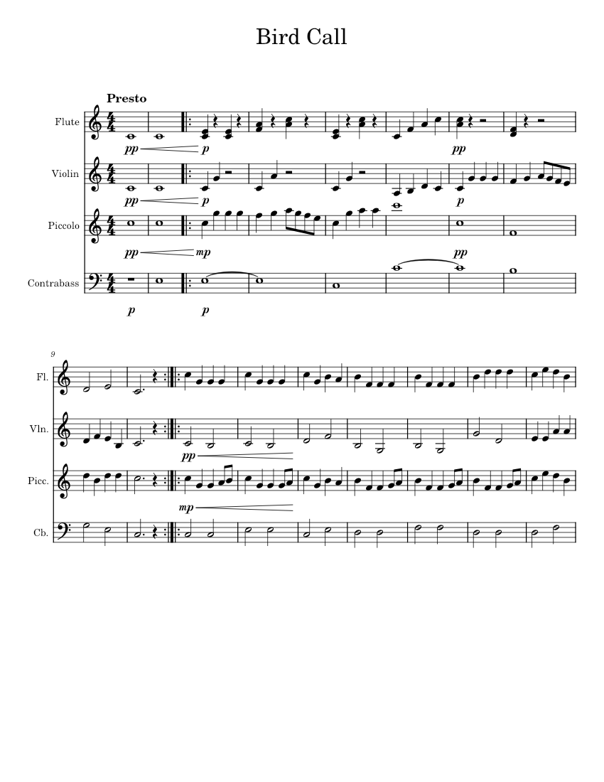 Bird Call - Minute Melodies Sheet music for Flute piccolo, Flute ...