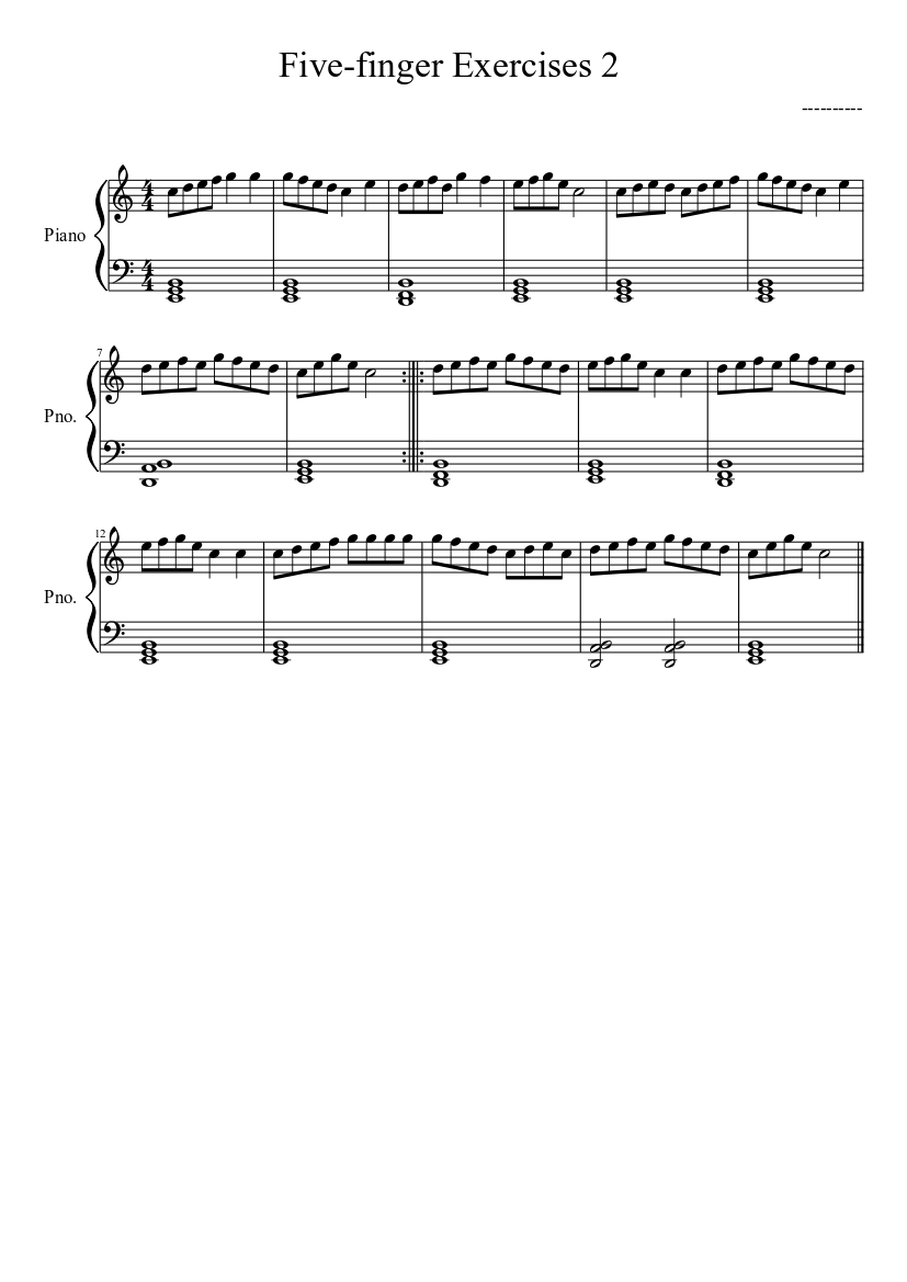 Five-Finger Exercises 2 Sheet music for Piano (Solo) | Musescore.com