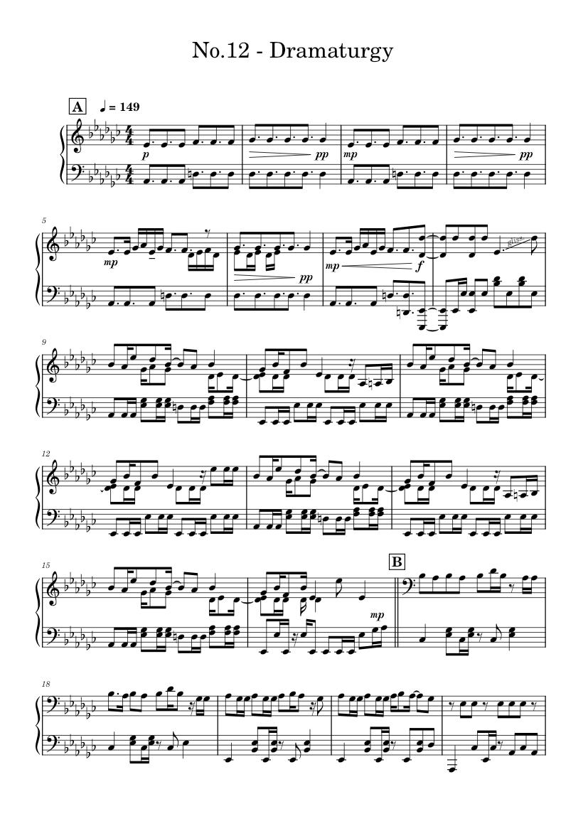 Dramaturgy – Eve - piano tutorial