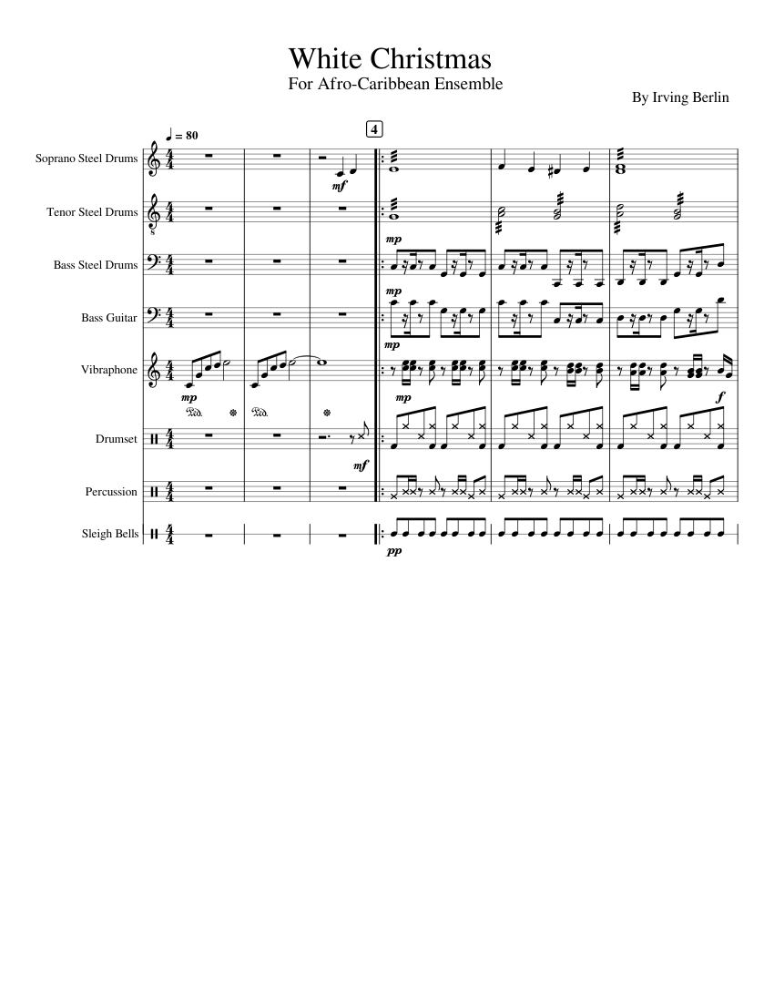 White_Christmas Sheet music for Vibraphone, Bass guitar, Drum group ...