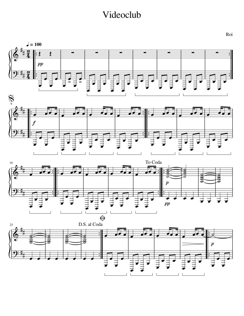 Videoclub by Roi Sheet Music for Piano (Solo) Easy | MuseScore.com
