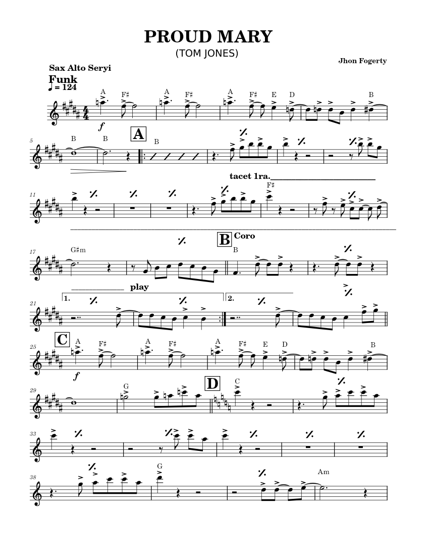 Proud Mary (Voz Sax Alto) - Tom Jones (Partitura por Sergio Escobar ...