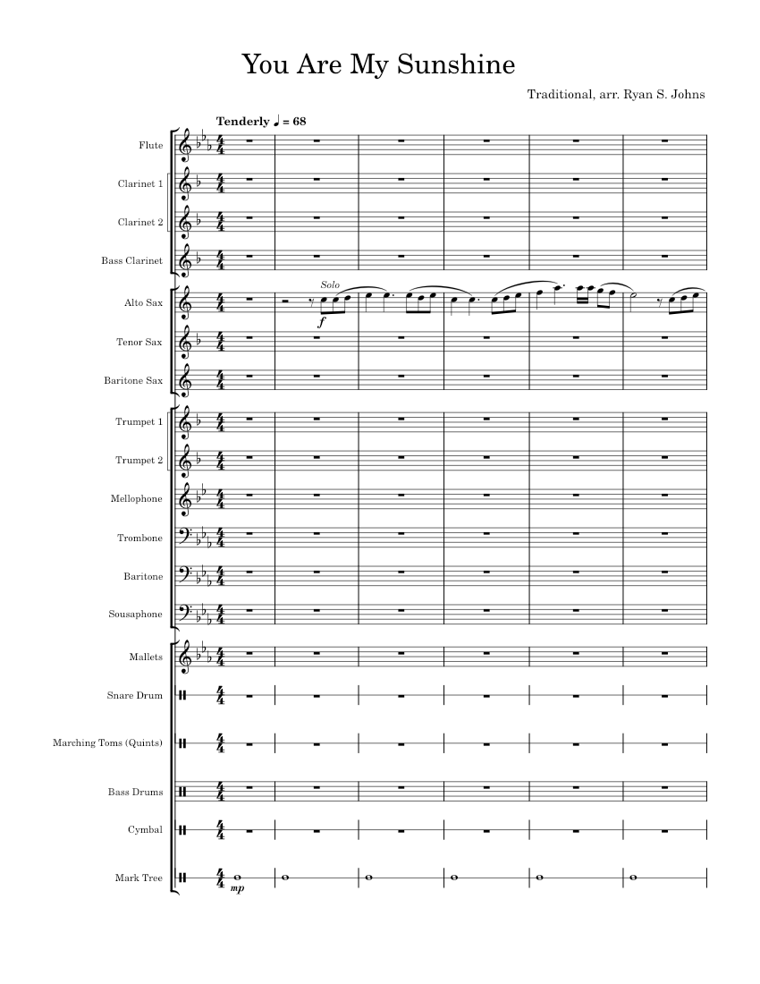 You Are My Sunshine Sheet music for Trombone, Tuba, Flute, Saxophone ...