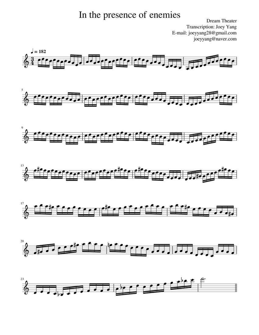 Dream Theater - In the presence of enemies part 1 (8:10~8:37) Sheet ...