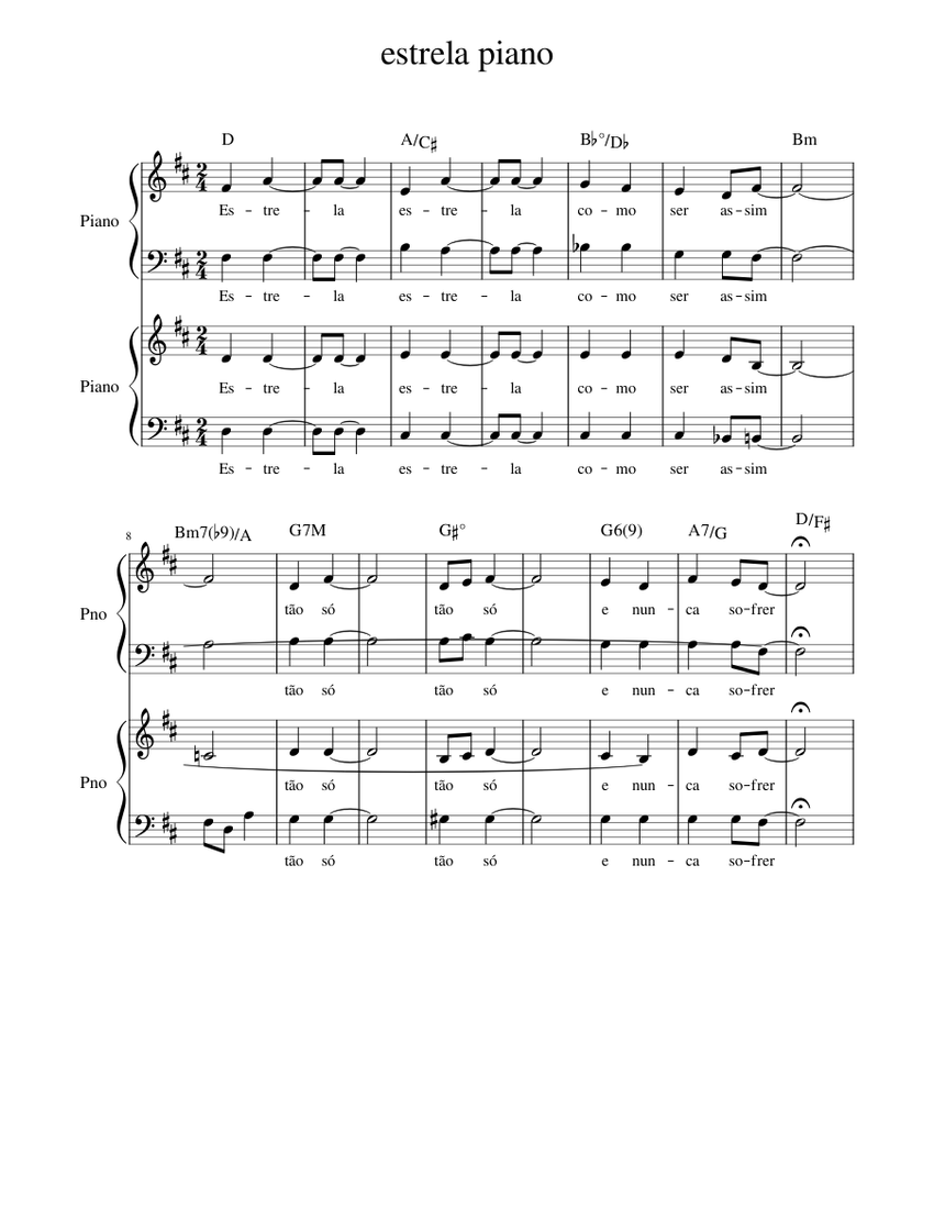 estrela_piano Sheet music for Piano (Piano Duo) | Musescore.com