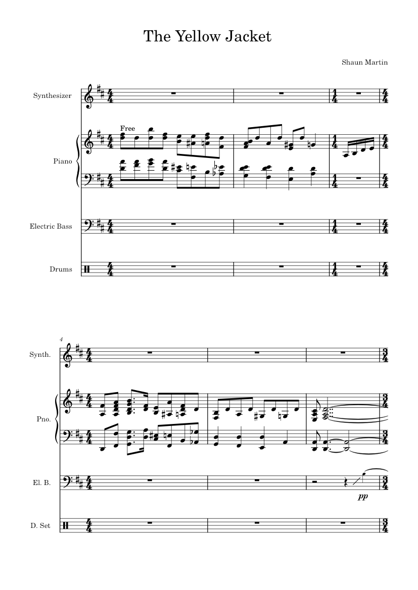 The Yellow Jacket -Shaun Martin Sheet Music for Piano, Bass guitar ...