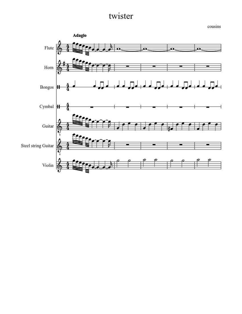 twister Sheet music for Flute, Violin, Guitar (Mixed Trio) | Download ...