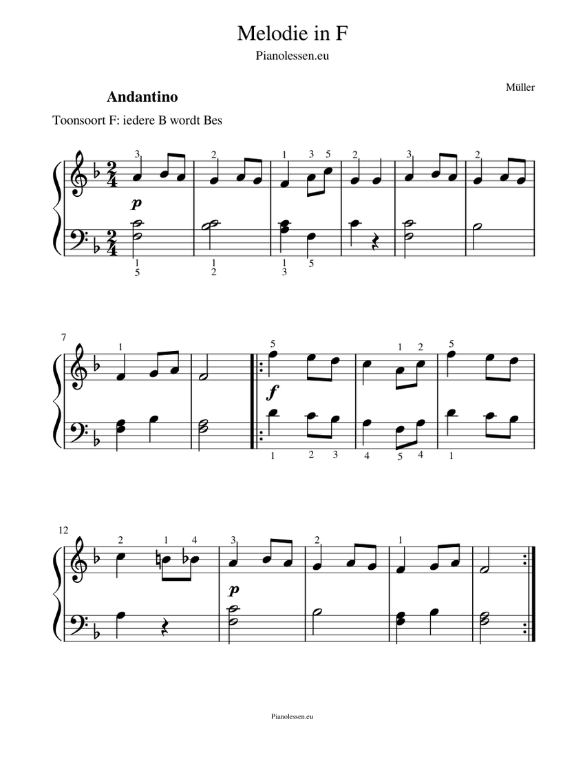 Melodie in F - Müller Sheet music for Piano (Solo) | Musescore.com