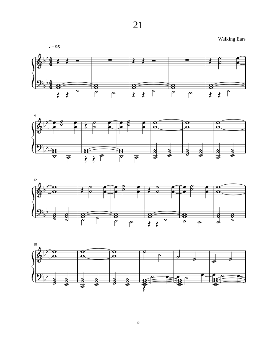 21 (Two Strangers) Sheet music for Piano (Solo) | Musescore.com