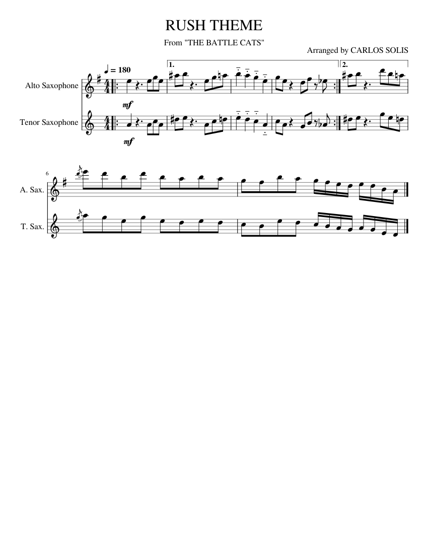 RUSH THEME (THE BATTLE CATS) by CARLIT0CHURRIT0 Sheet music for ...
