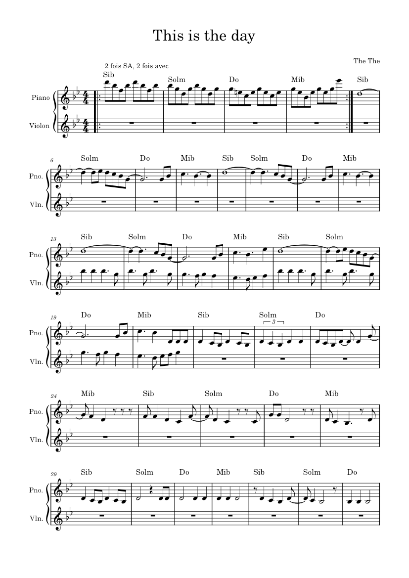 This is the day – Matt Johnson (The The) Sheet music for Piano, Violin ...