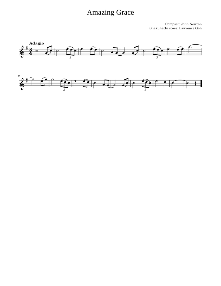 Amazing Grace – John Newton Sheet music for Flute (Solo) | Musescore.com