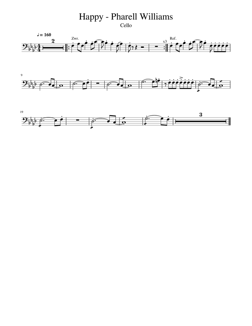 Happy_-_Pharell_Williams - Cello Sheet music for Cello (Solo ...