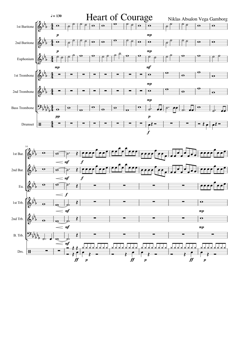 Heart of Courage Sheet Music for Trombone, Euphonium, Trombone bass ...
