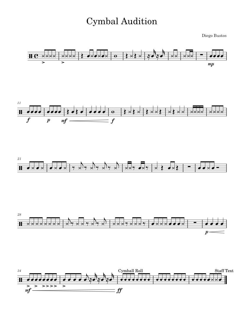 NEW CYMBAL AUDITION Sheet music for Crash (Solo) | Musescore.com