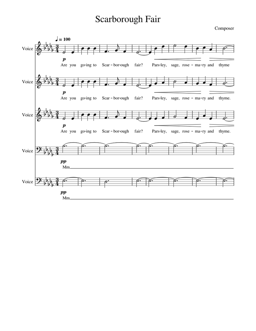 Scarborough Fair Sheet music for Vocals (Choral) | Musescore.com