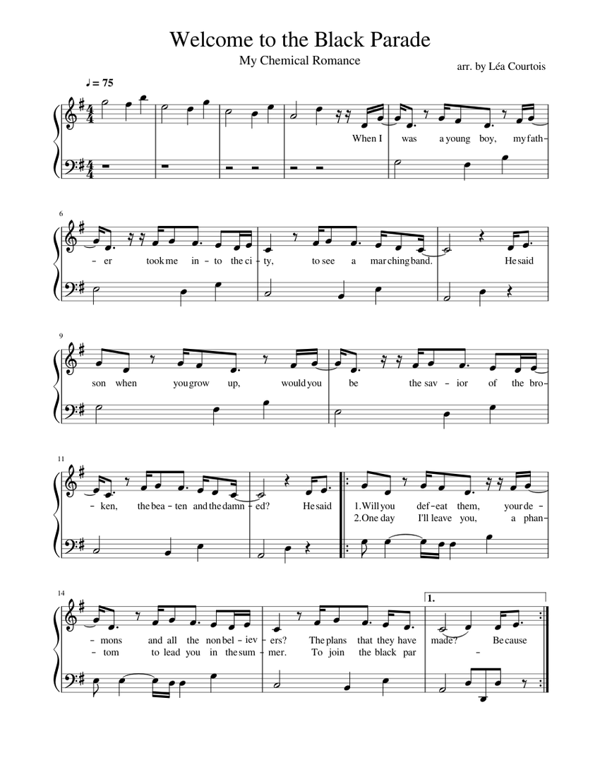Welcome to the Black Parade Sheet music for Piano (Solo) | Musescore.com