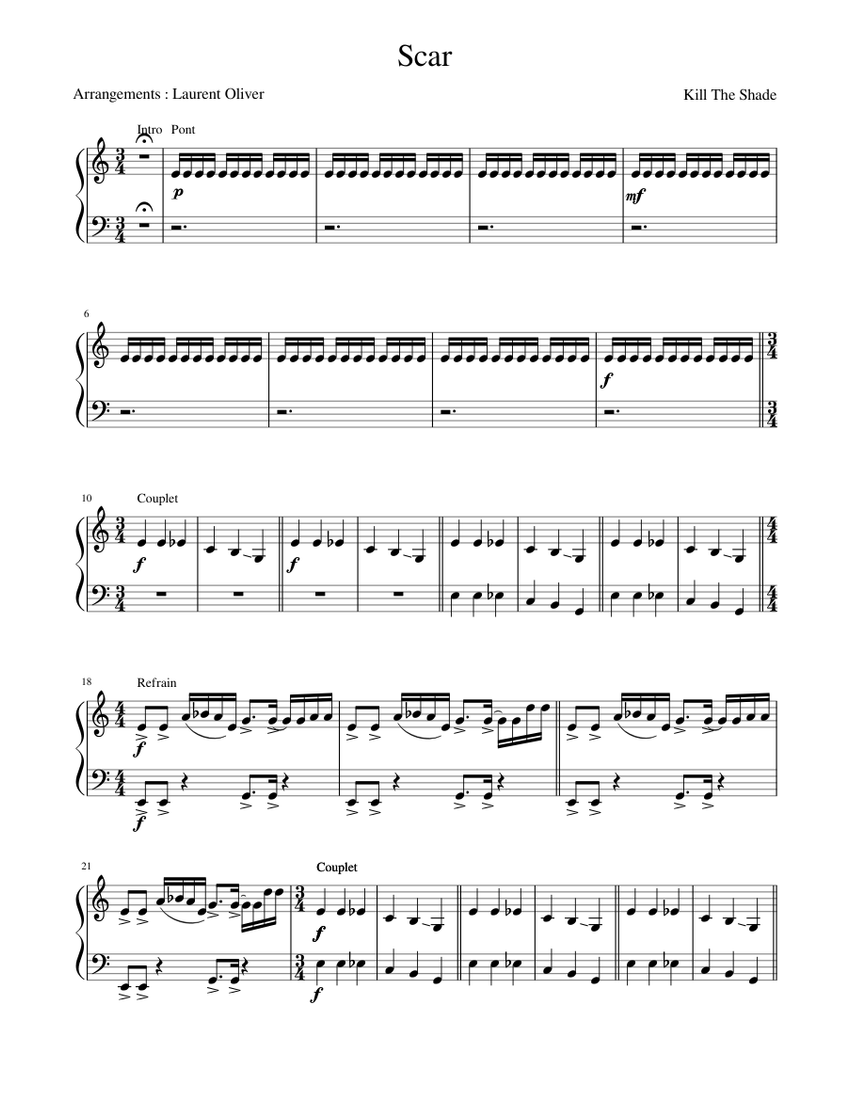 Scar Sheet music for Piano (Solo) | Musescore.com