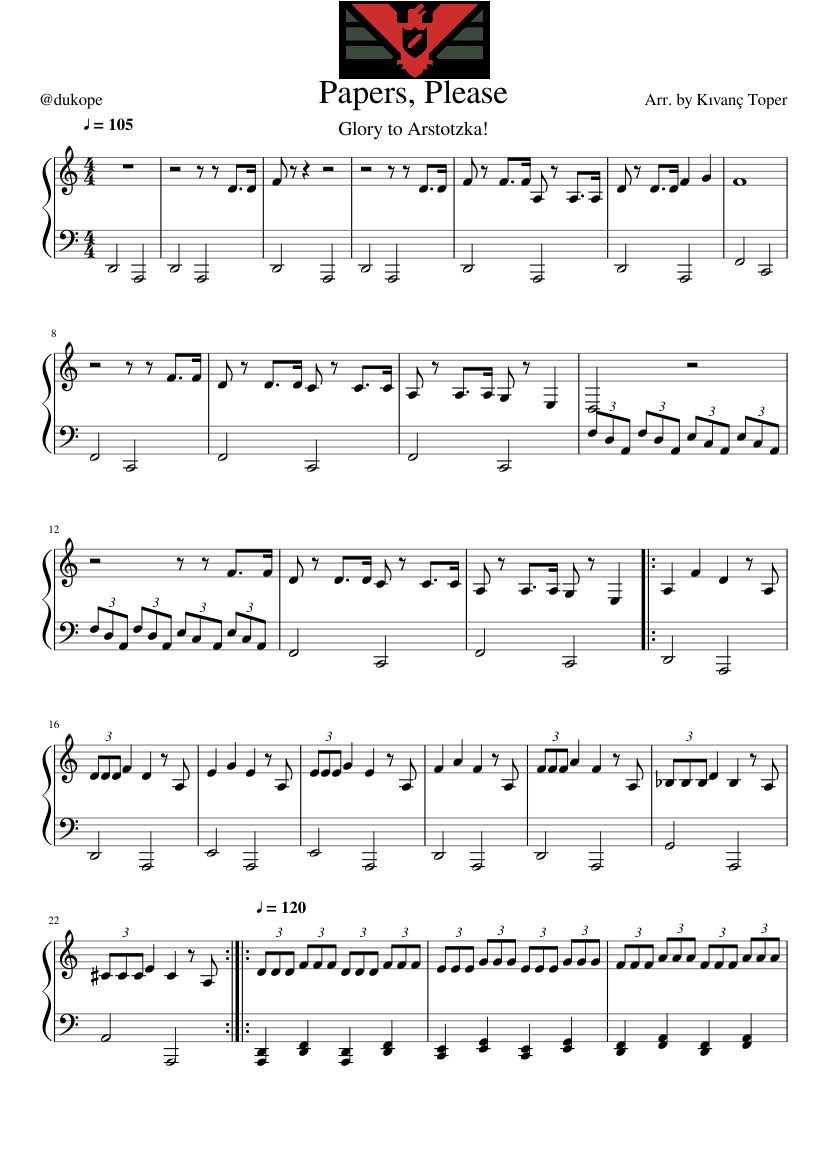 Papers, Please Sheet music for Piano (Solo) | Musescore.com