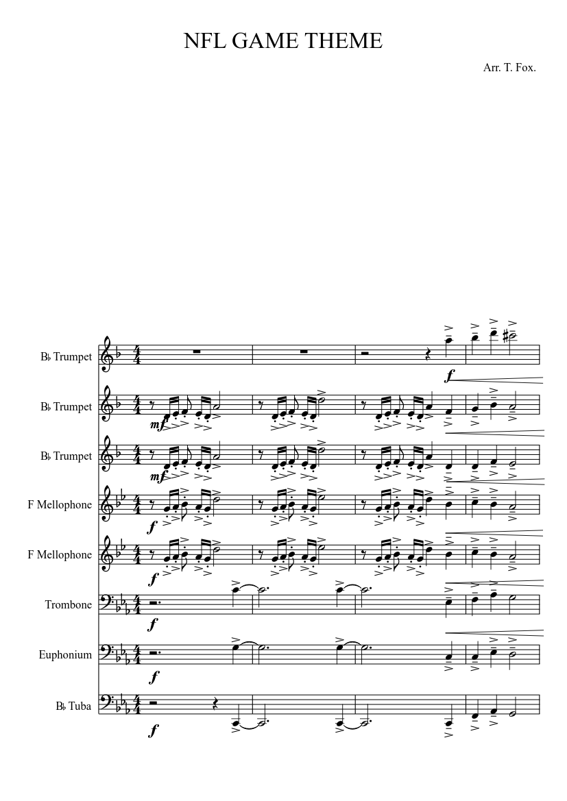 NFL Game Theme Sheet music for Trombone, Tuba, Trumpet other (Mixed ...