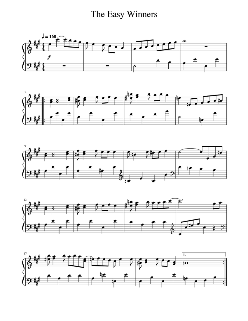 The easy winners – Scott Joplin Sheet music for Piano (Solo) | Musescore.com