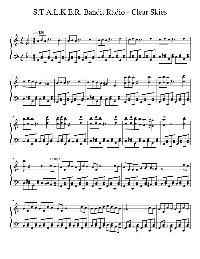 S T A L K E R Bandit Radio Clear Skies Sheet music for Piano (Solo ...