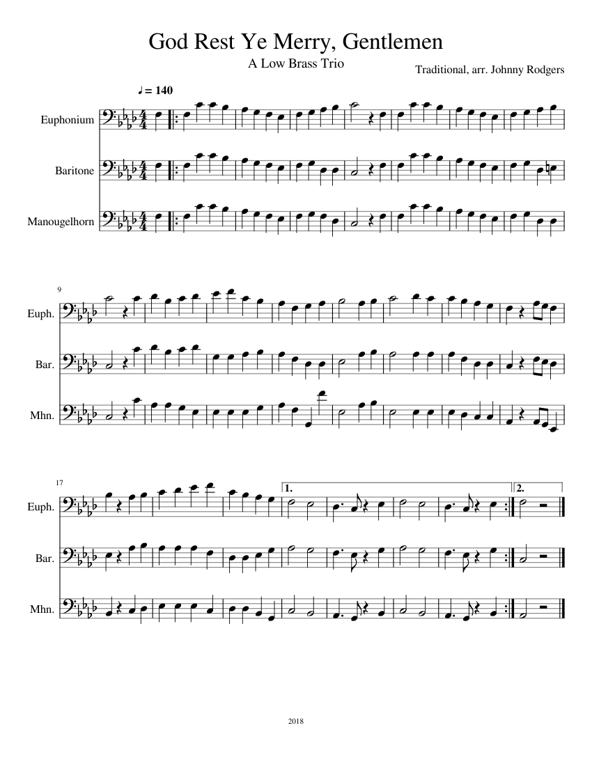 God Rest Ye Merry, Gentlemen Sheet music for Euphonium, Baritone horn ...
