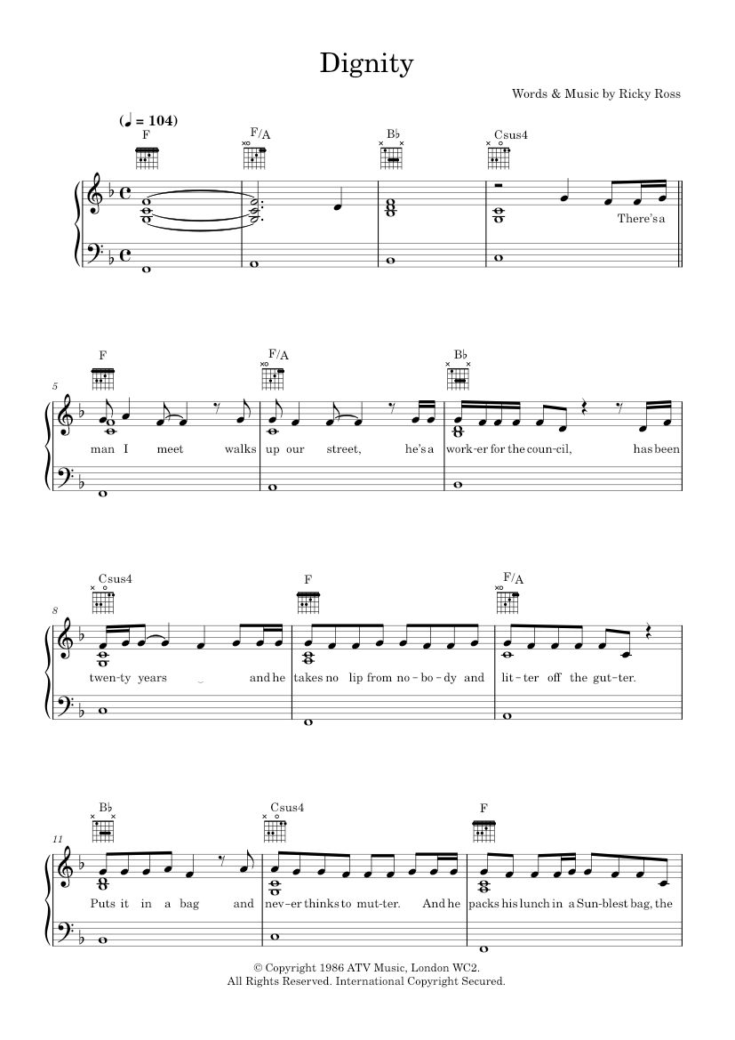 dignity Sheet music for Piano by Deacon Blue Official | MuseScore.com