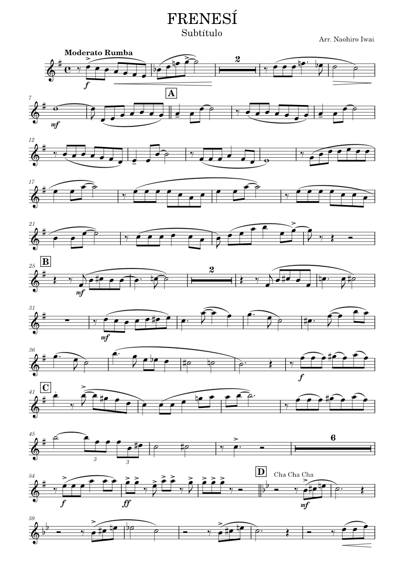 FRENESÍ Sheet Music for Saxophone tenor (Solo) | MuseScore.com