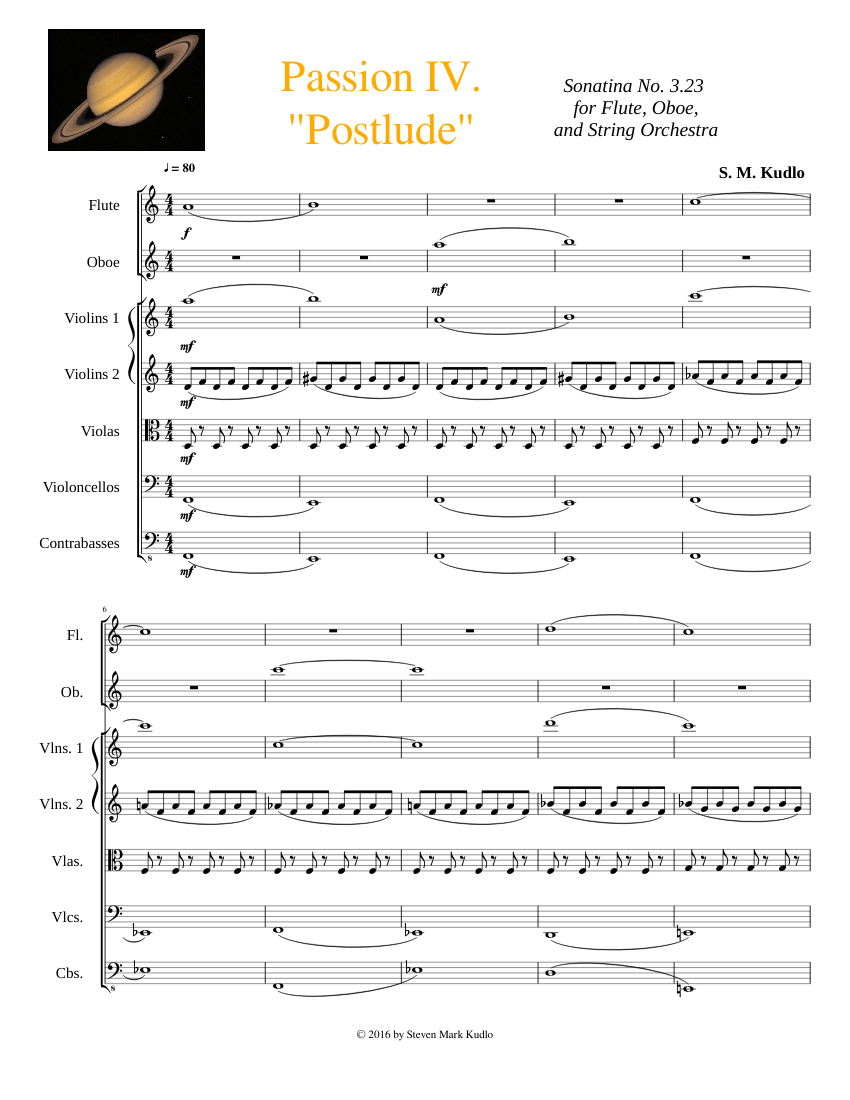 Passion IV. "Postlude" Sheet music for Flute, Oboe (Woodwind Duet ...