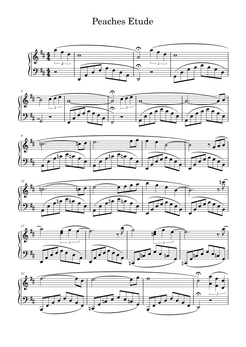 Peaches etude – FINNEAS Sheet Music for Piano (Solo) easy | MuseScore.com