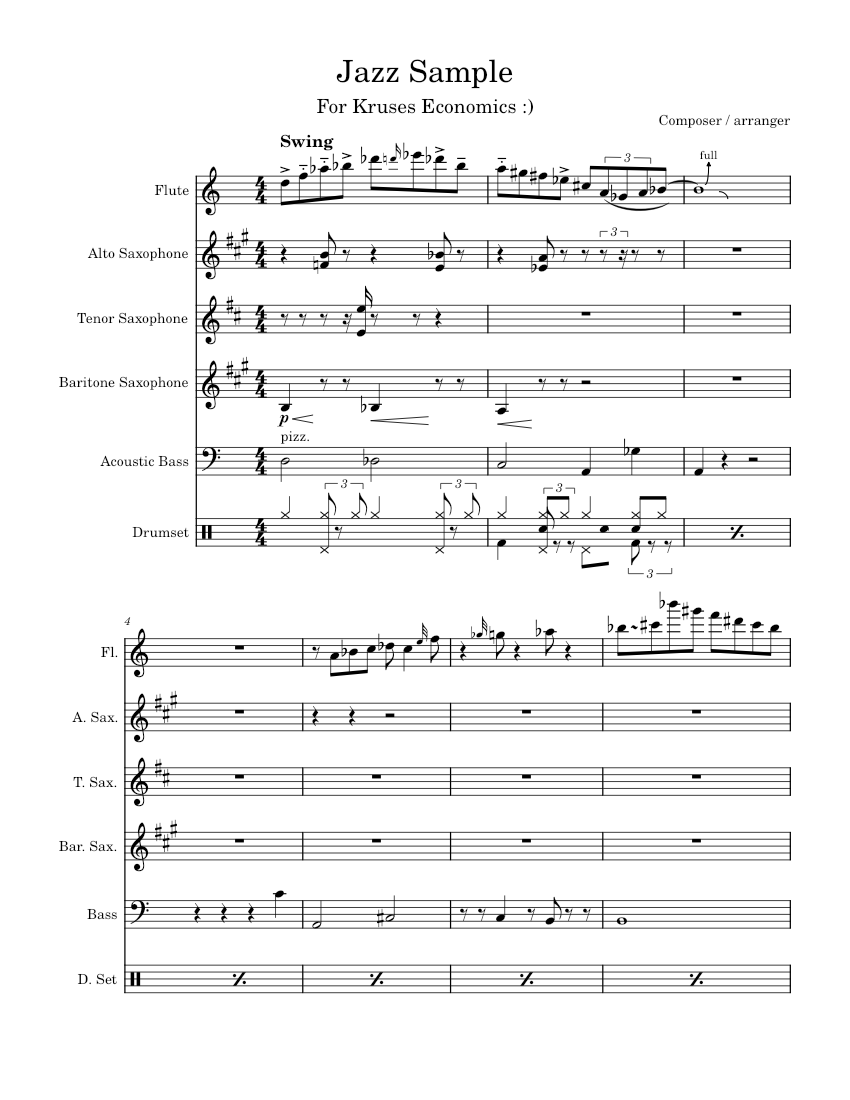 jazz Sheet music for Flute, Saxophone alto, Saxophone tenor, Saxophone ...