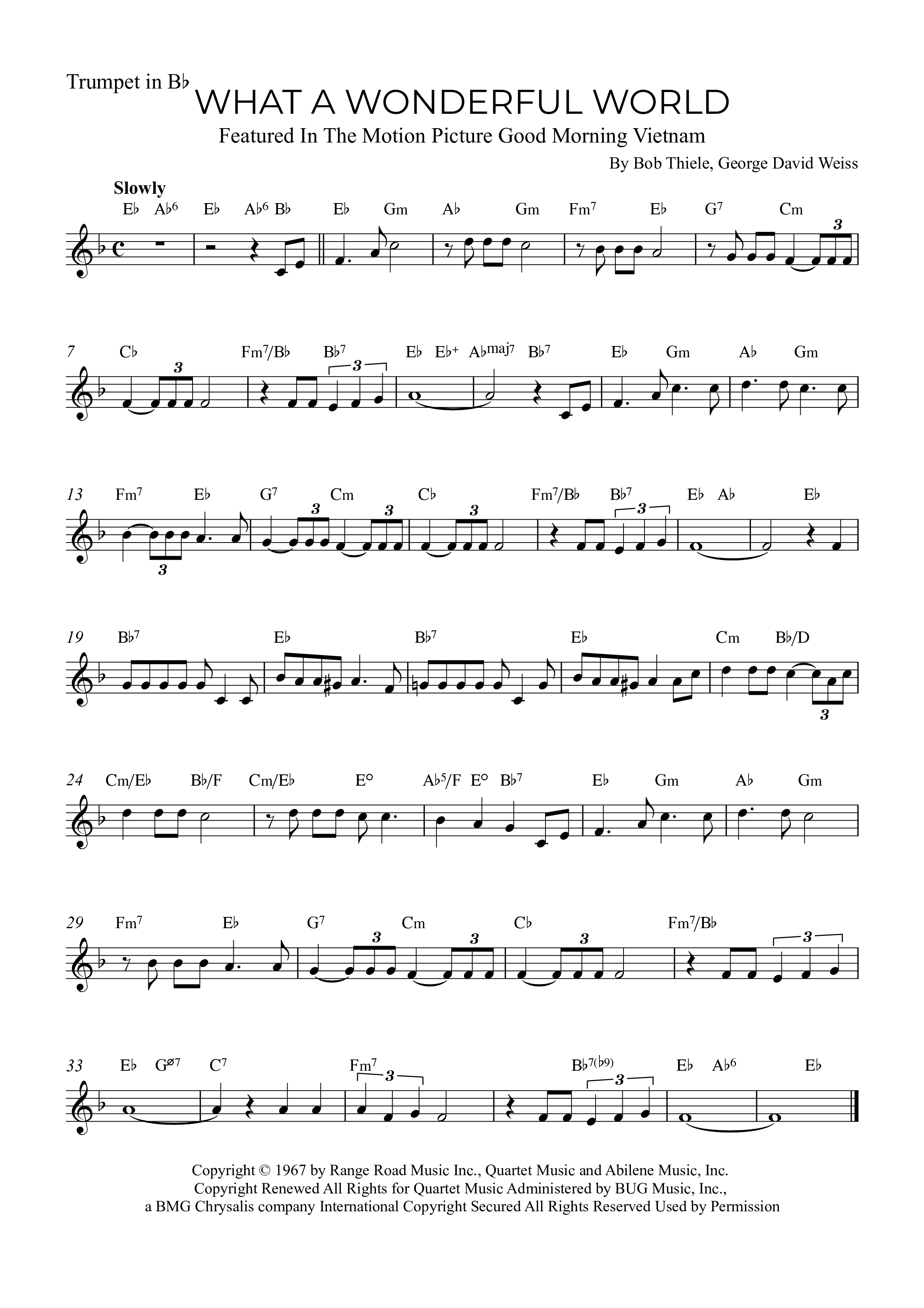 Play Official version of What A Wonderful World Sheet Music by Louis ...