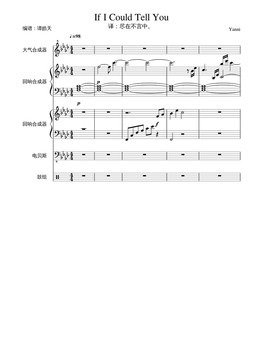 If I Could Tell You Sheet music for Bass guitar, Drum group ...