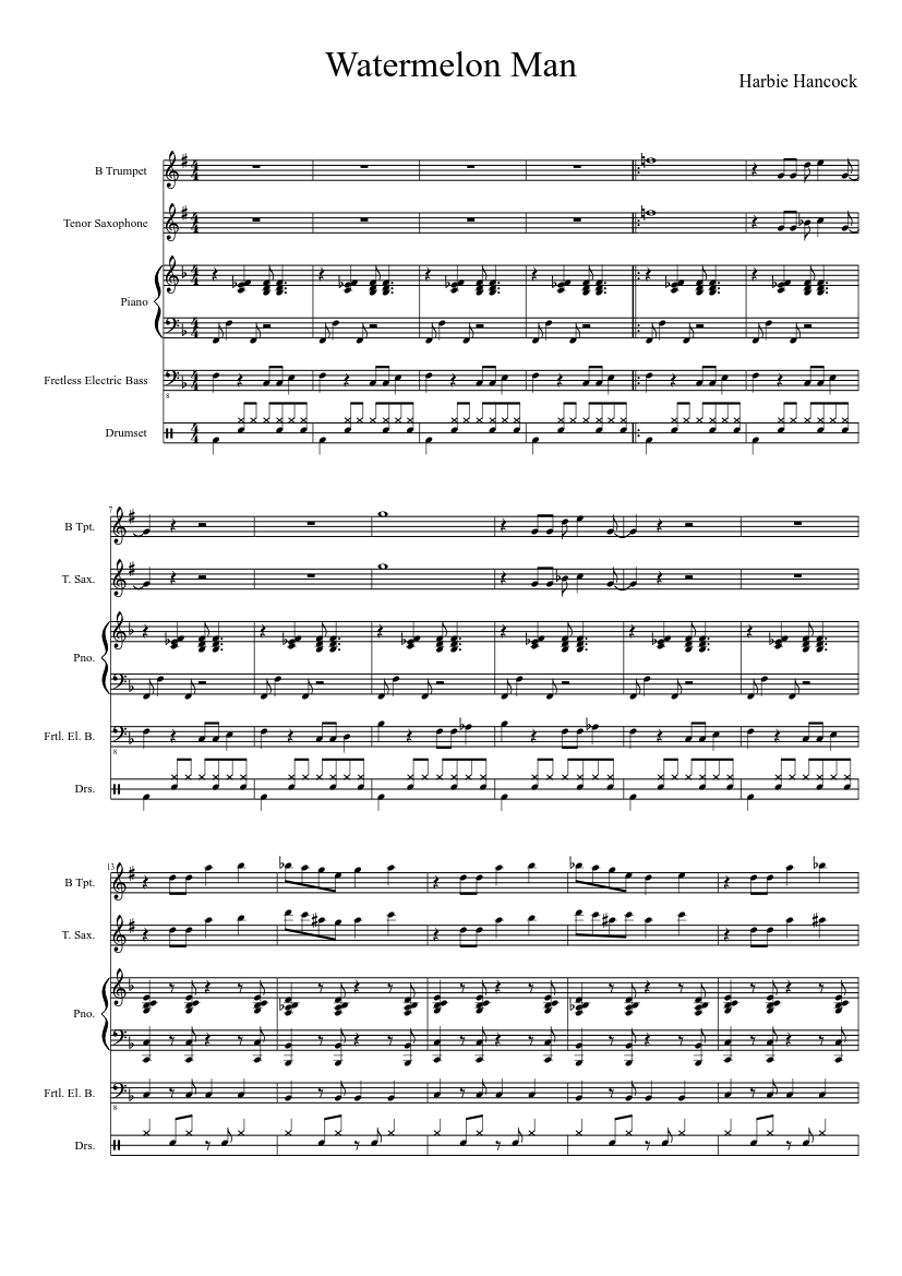 Watermelon man Sheet Music for Piano (Solo) | MuseScore.com