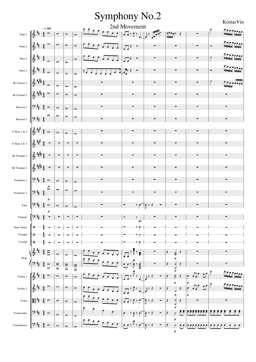 Symphony No.2 2nd MVT Sheet music for Trombone, Tuba, Flute, Oboe ...