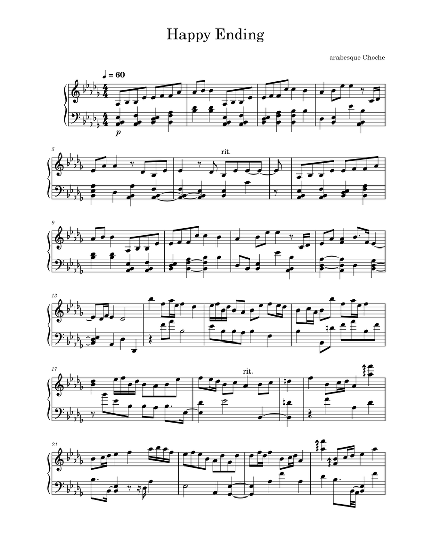 Happy Ending – arabesque Choche Sheet music for Piano (Solo ...