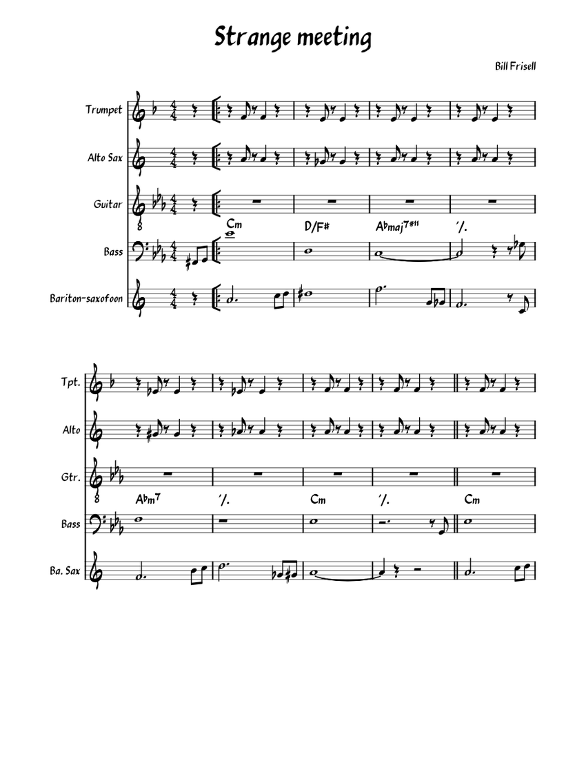 Strange meeting Sheet music for Trumpet (In B Flat), Saxophone (Alto ...