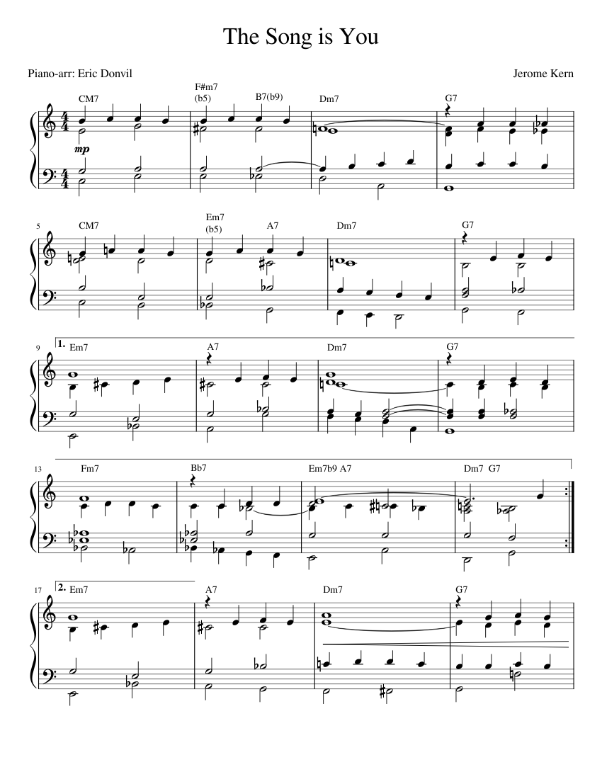 The Song is You Jerome Kern Sheet music for Piano (Solo) Easy ...