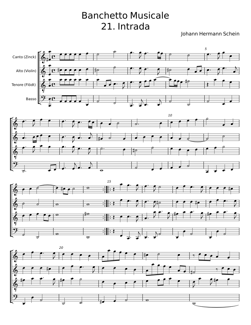 Banchetto Musicale Suite 2 - Johann Hermann Schein Sheet music for ...