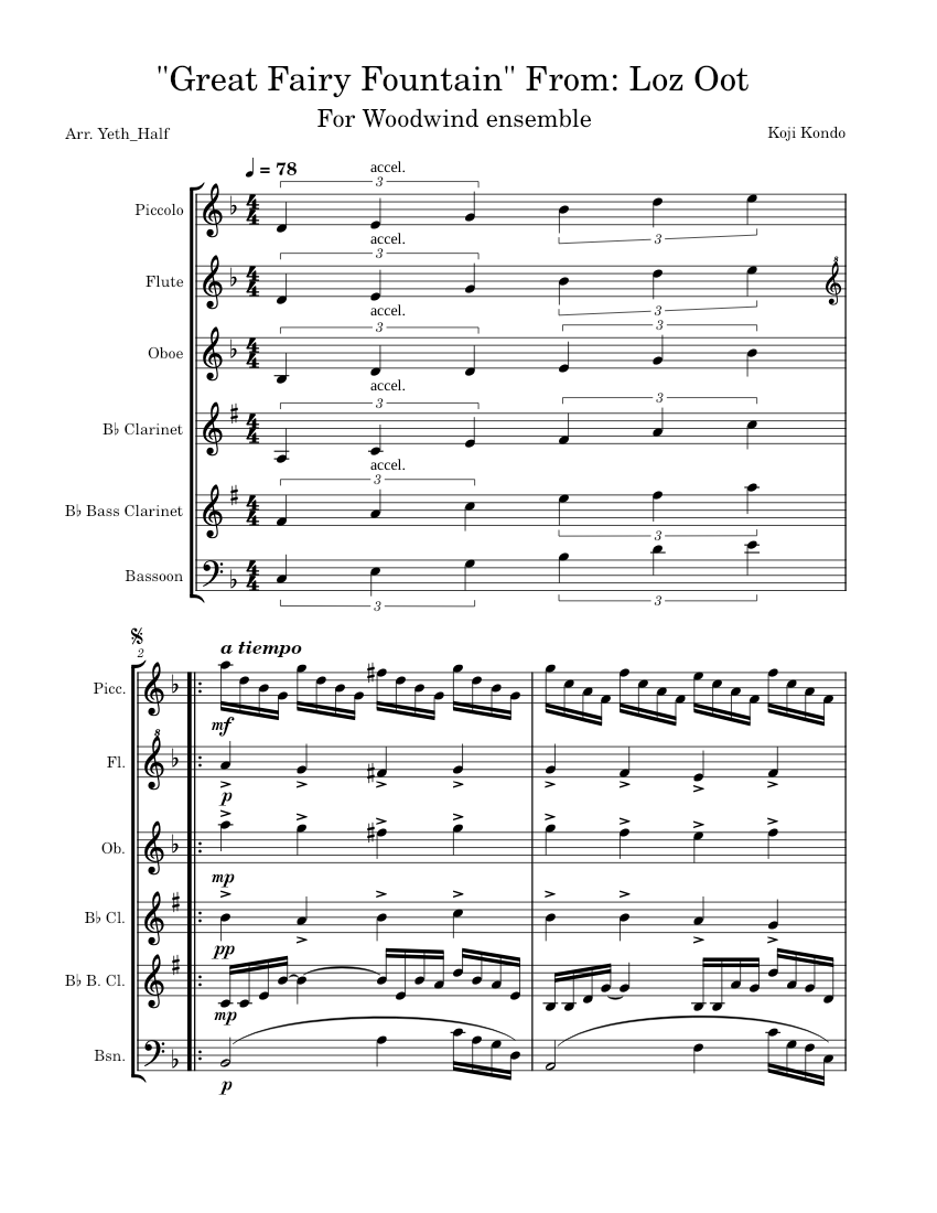 Great Fairy Fountain - For a Woodwind Ensemble Sheet Music for Flute ...