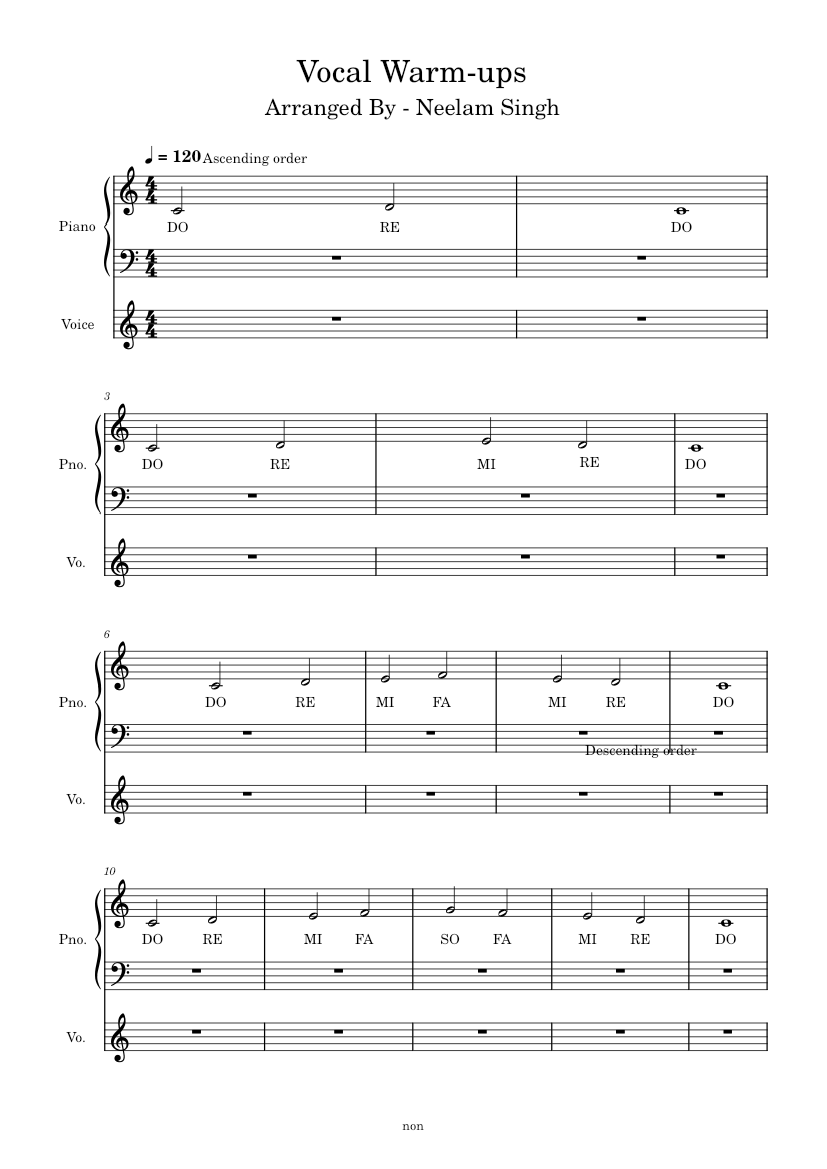 Vocal Warm-ups Sheet music for Piano, Vocals (A Capella) | Musescore.com