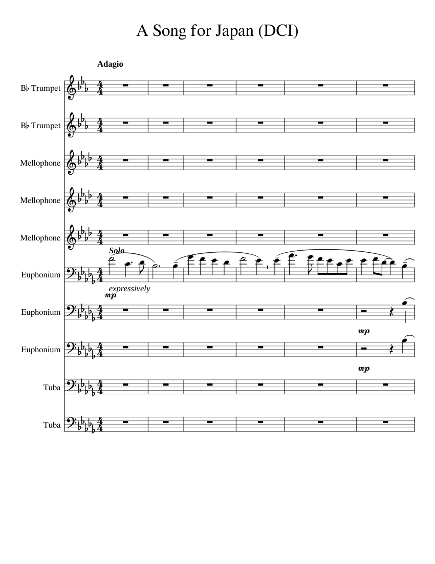 A Song for Japan (DCI) Sheet music for Euphonium, Tuba, Mellophone ...