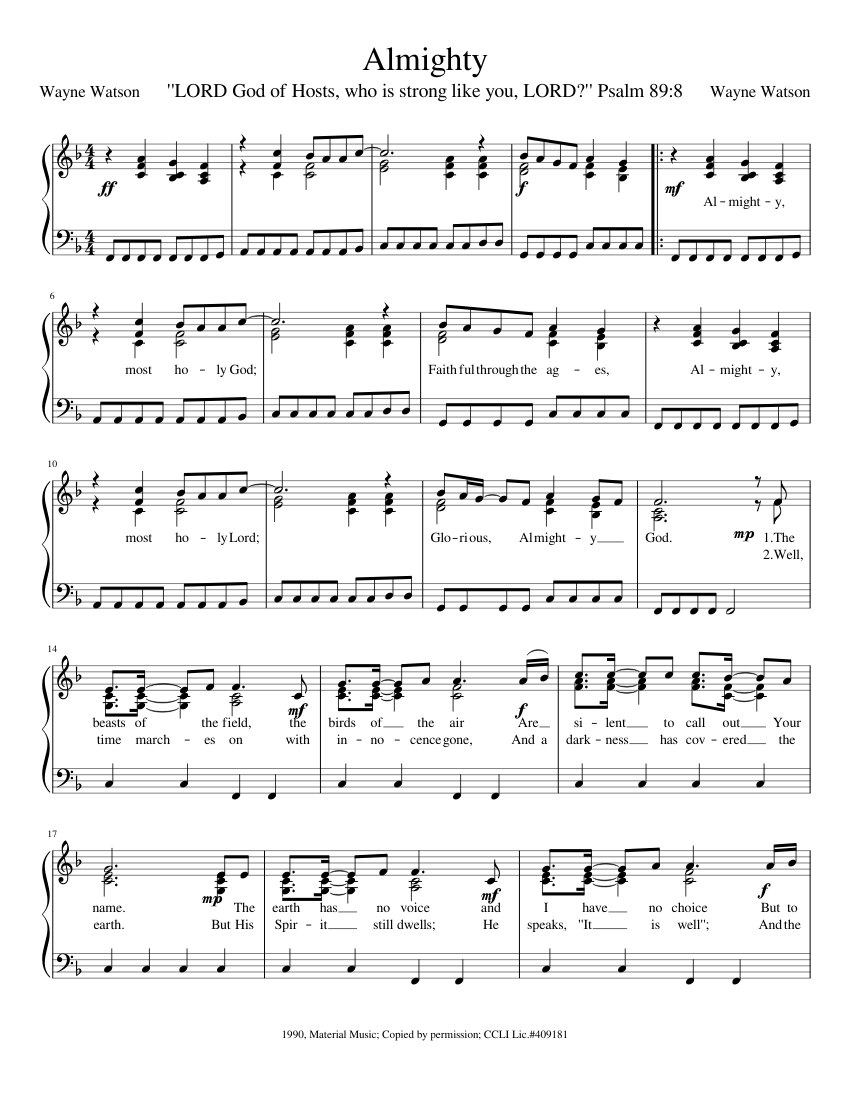 Almighty Sheet music for Piano (Solo) Easy | Musescore.com