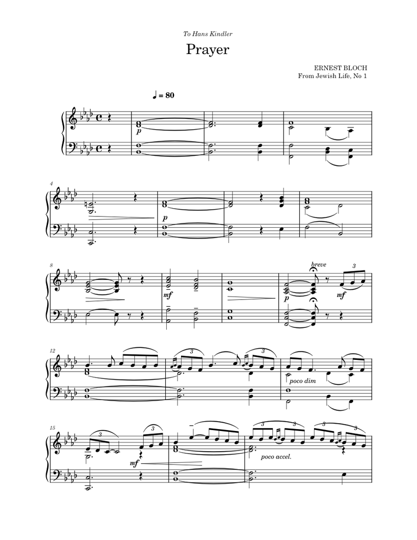 Prayer for Jewish Life piano Sheet music for Piano (Solo) | Musescore.com